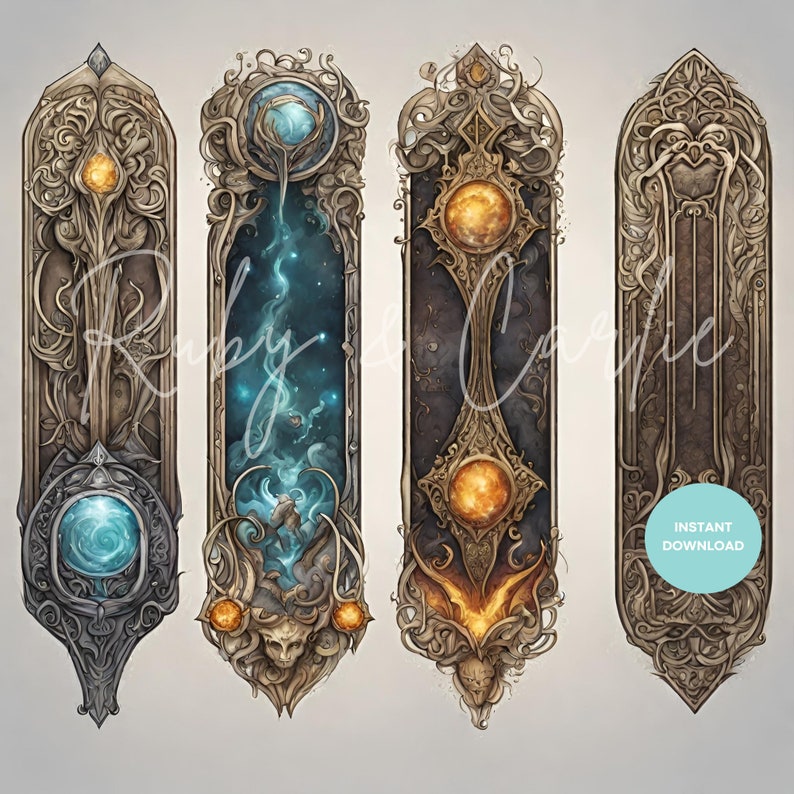 Fantasy Novel Bookmark Set, Printable Bookmarks, Instant Download, Set ...