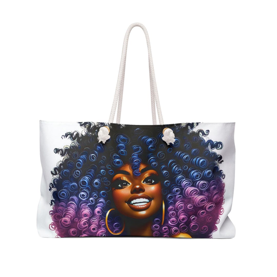 Vibrant Curly Hair Weekender Bag: Travel Tote, Gym Bag - Etsy