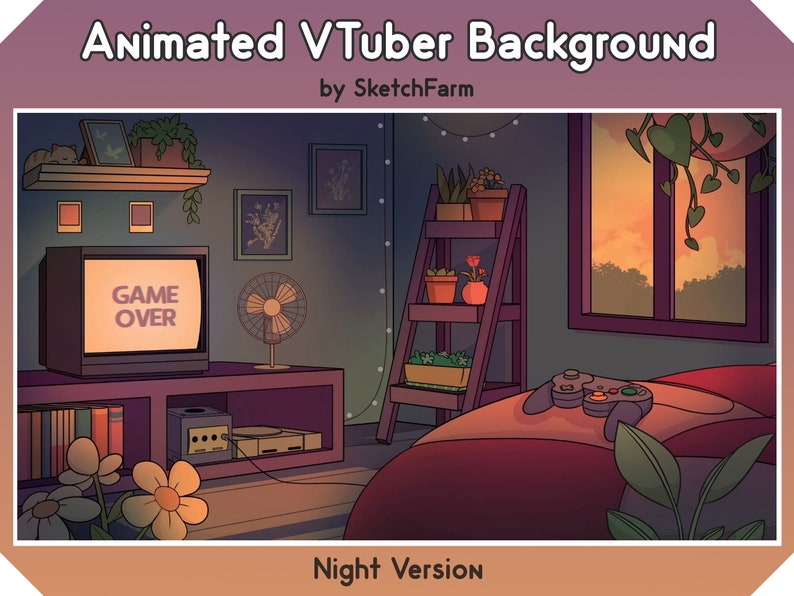 Vtuber Streamer Background Animated Retro Day and Night - Etsy