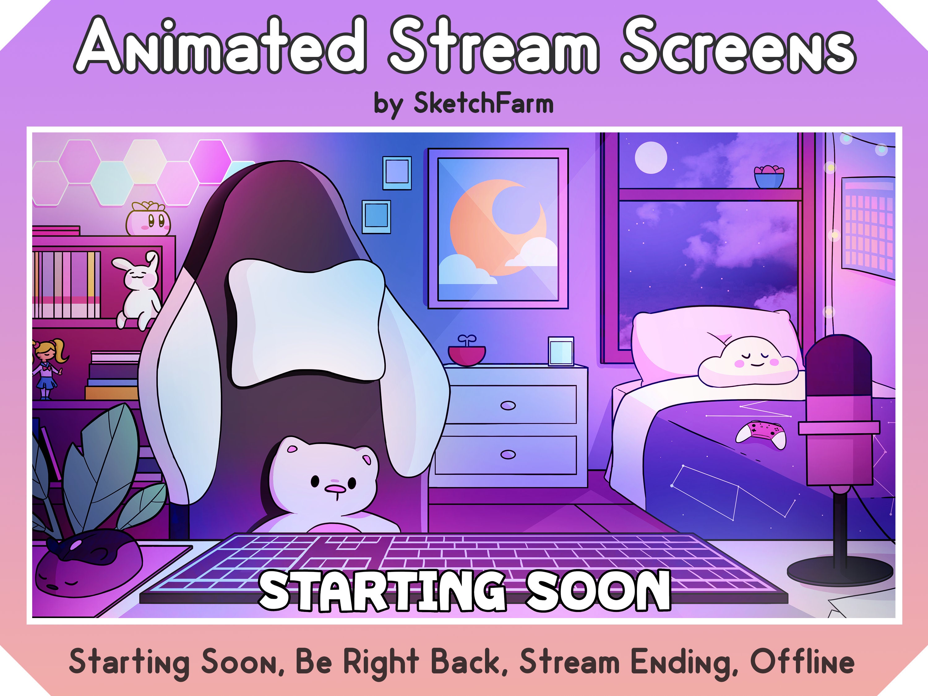 Animated Twitch Overlay Stream Screen / Neon LED Bedroom / | Etsy