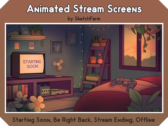Animated Twitch Overlay Stream Screen / Night Sunset Retro - Etsy