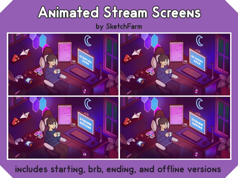 Animated Twitch Overlay With Custom Character Stream Screen - Etsy