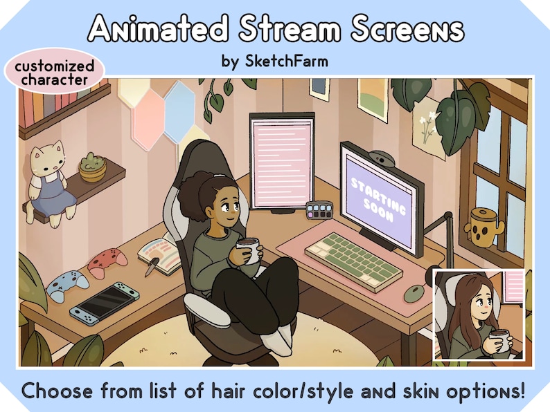 Animated Twitch Overlay With Custom Character Stream Screen - Etsy