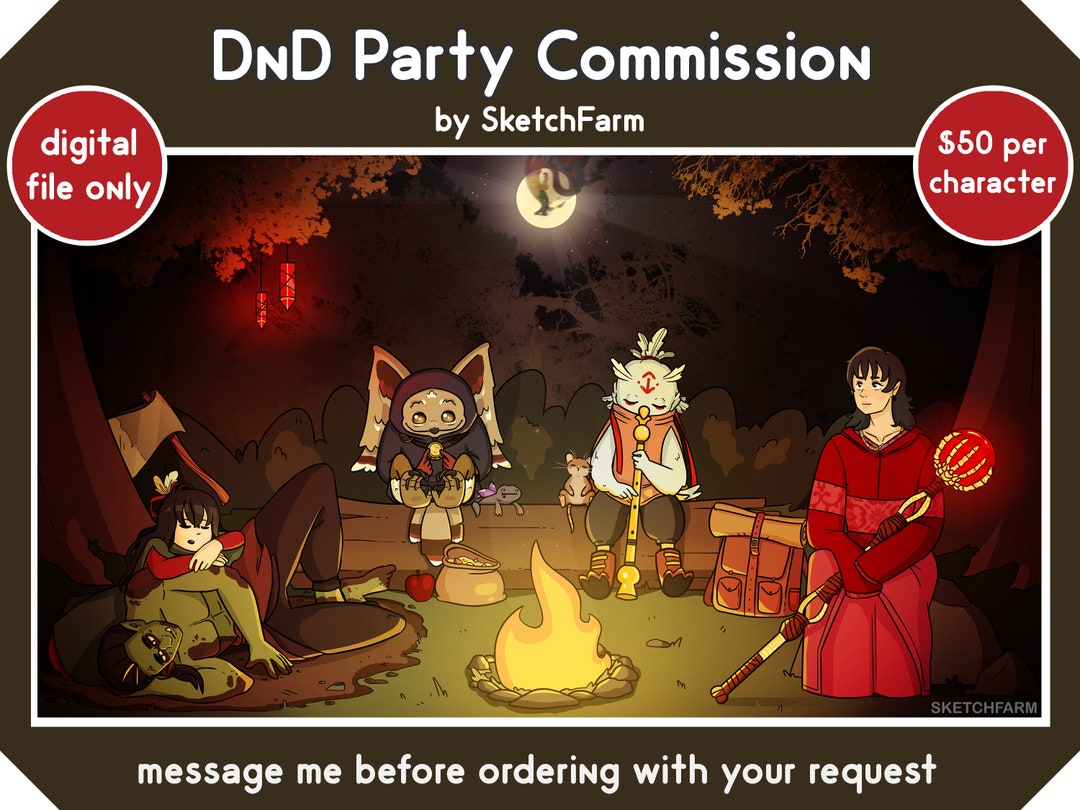Dnd Party Art Commission - Dnd Gift / OC / Fantasy Portrait Commission ...
