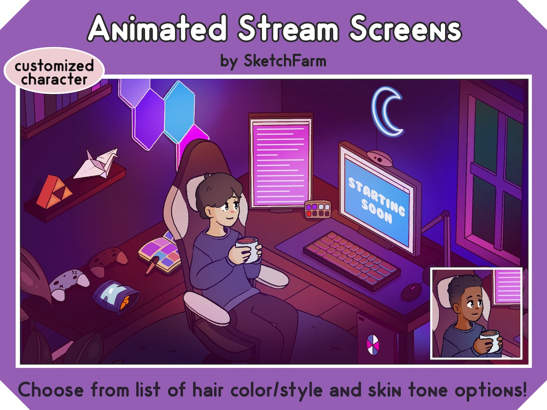 Animated Twitch Overlay With Custom Character Stream Screen - Etsy