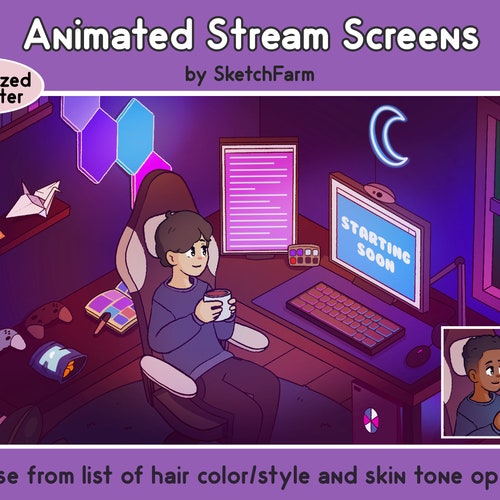 Animated Twitch Overlay With Custom Character Stream Screen - Etsy