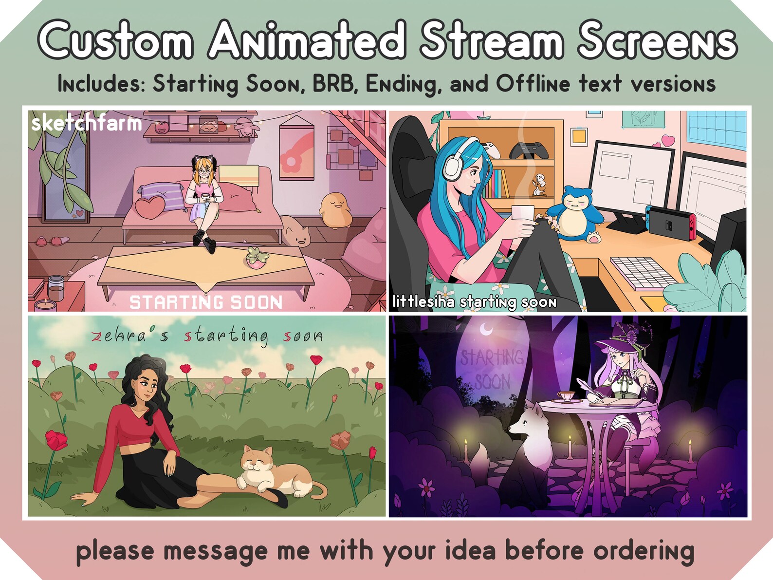 Custom Animated Starting Soon Screen Twitch Overlay Be - Etsy