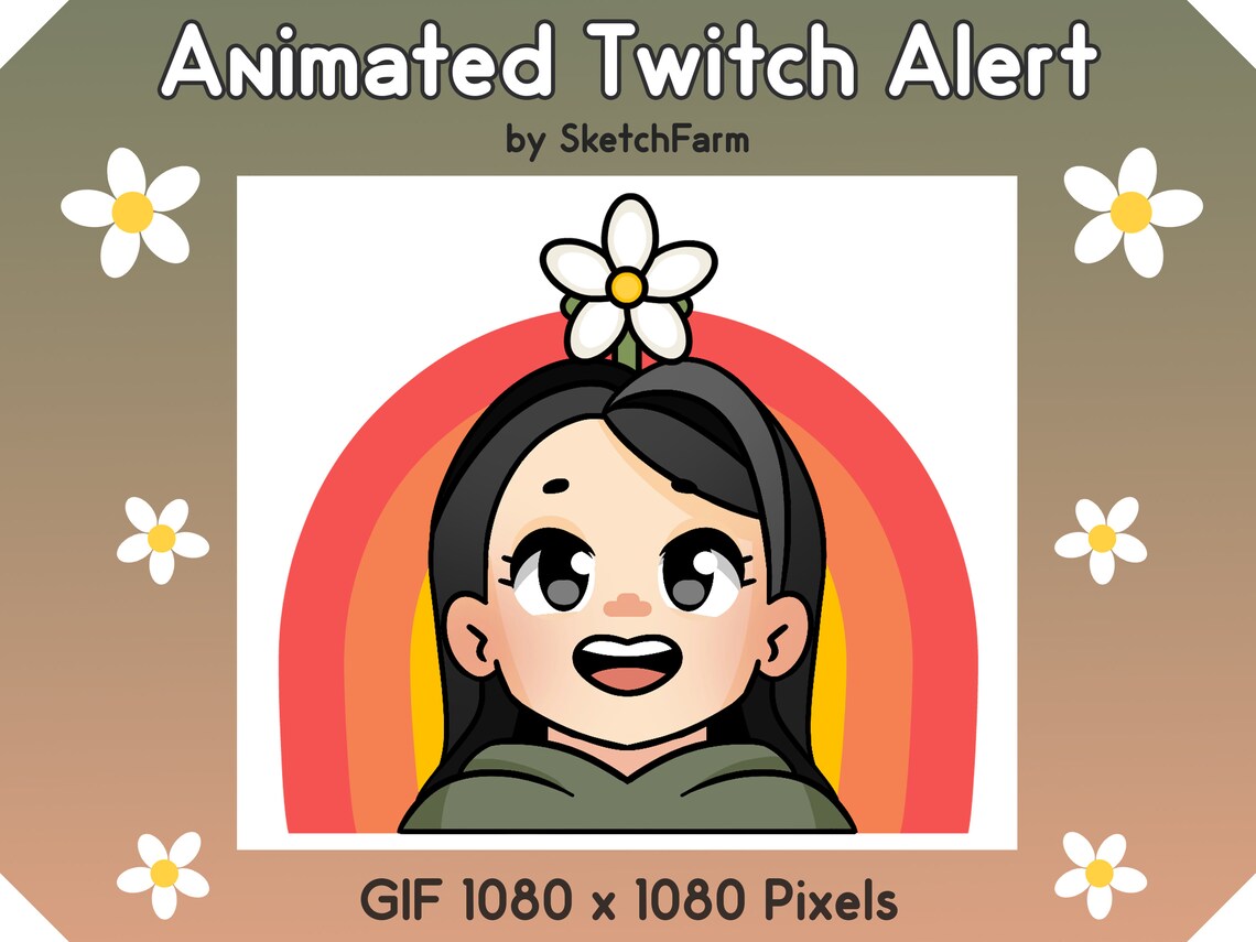 Animated GIF for Twitch Alerts / Follow / Sub / Hype / Black Hair Chibi ...