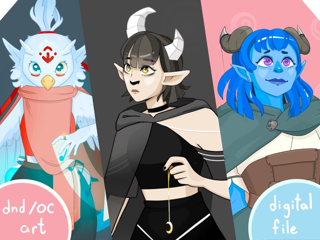 Custom Dnd Art Full Body Character OC / Fantasy Portrait - Etsy
