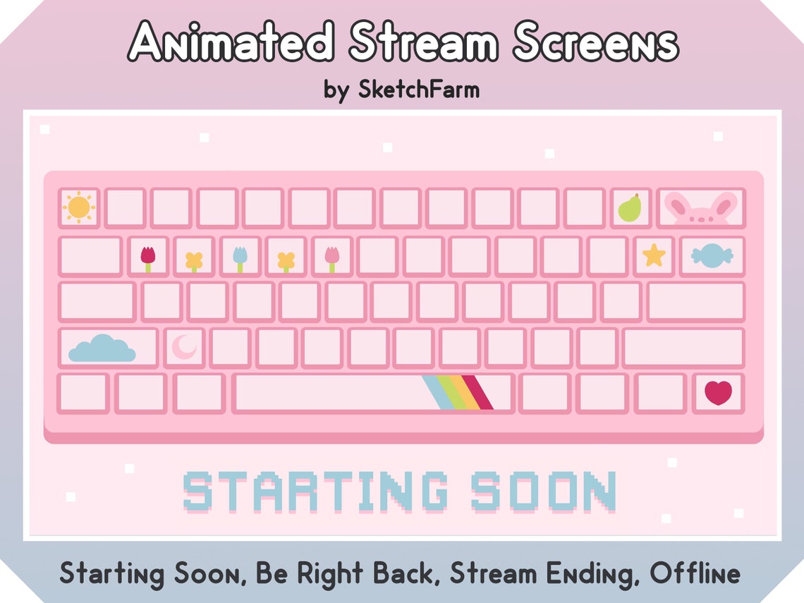 Twitch Overlay - Animated Stream Screen / Pink Keyboard / Cute Egirl ...