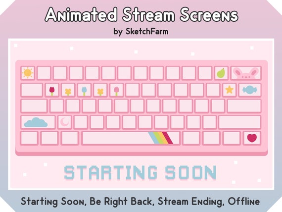 Twitch Overlay Animated Stream Screen / Pink Keyboard / Cute - Etsy UK