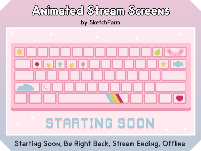 Twitch Overlay Animated Stream Screen / Pink Keyboard / Cute - Etsy