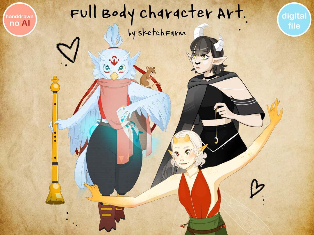 Custom Dnd Art Full Body Character - OC / Fantasy Portrait Commission ...