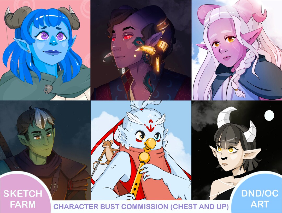 Custom Dnd Bust Portrait Art Shoulders and up / OC Character - Etsy