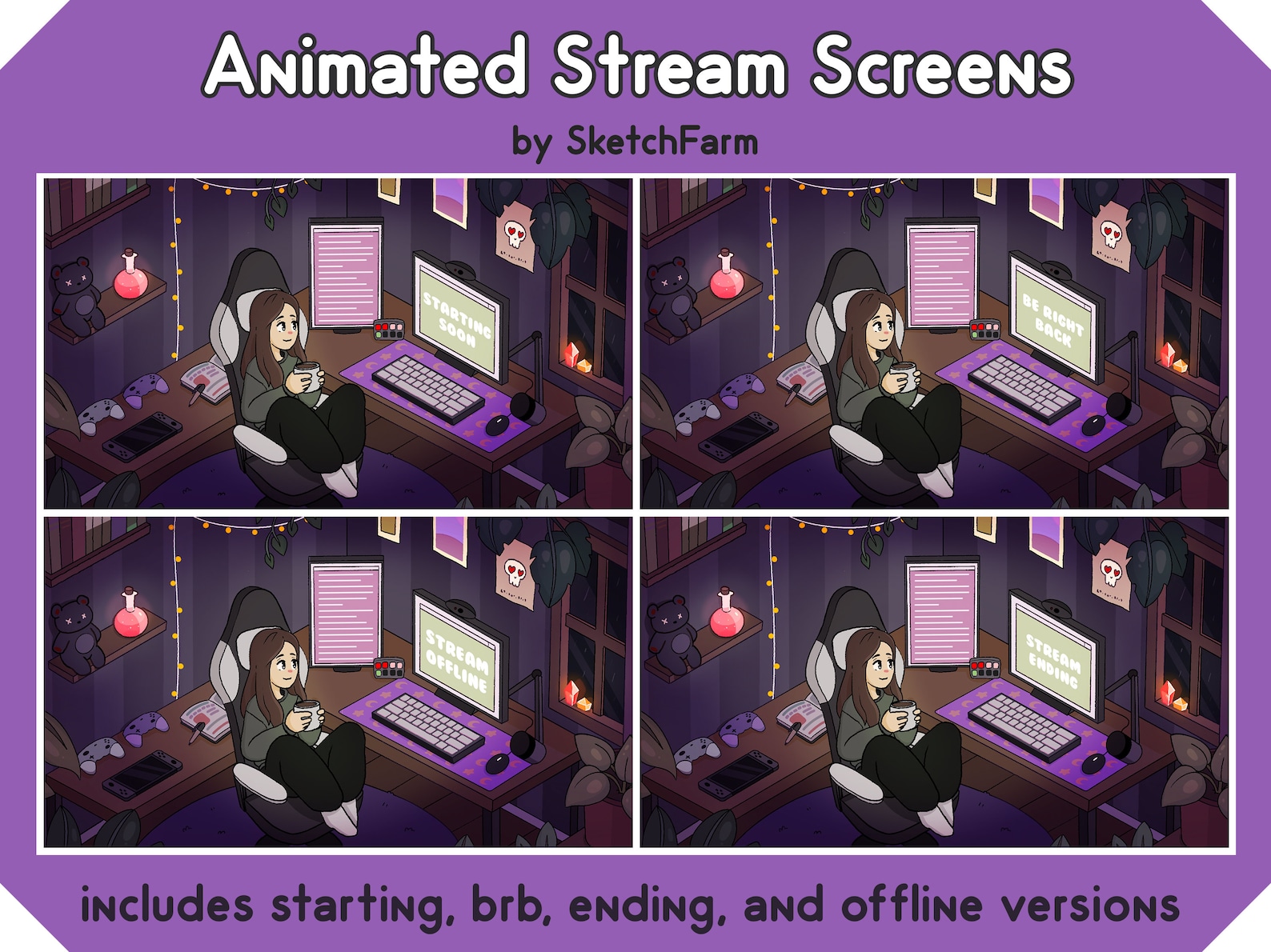 Animated Twitch Overlay With Custom Character Stream Screen - Etsy