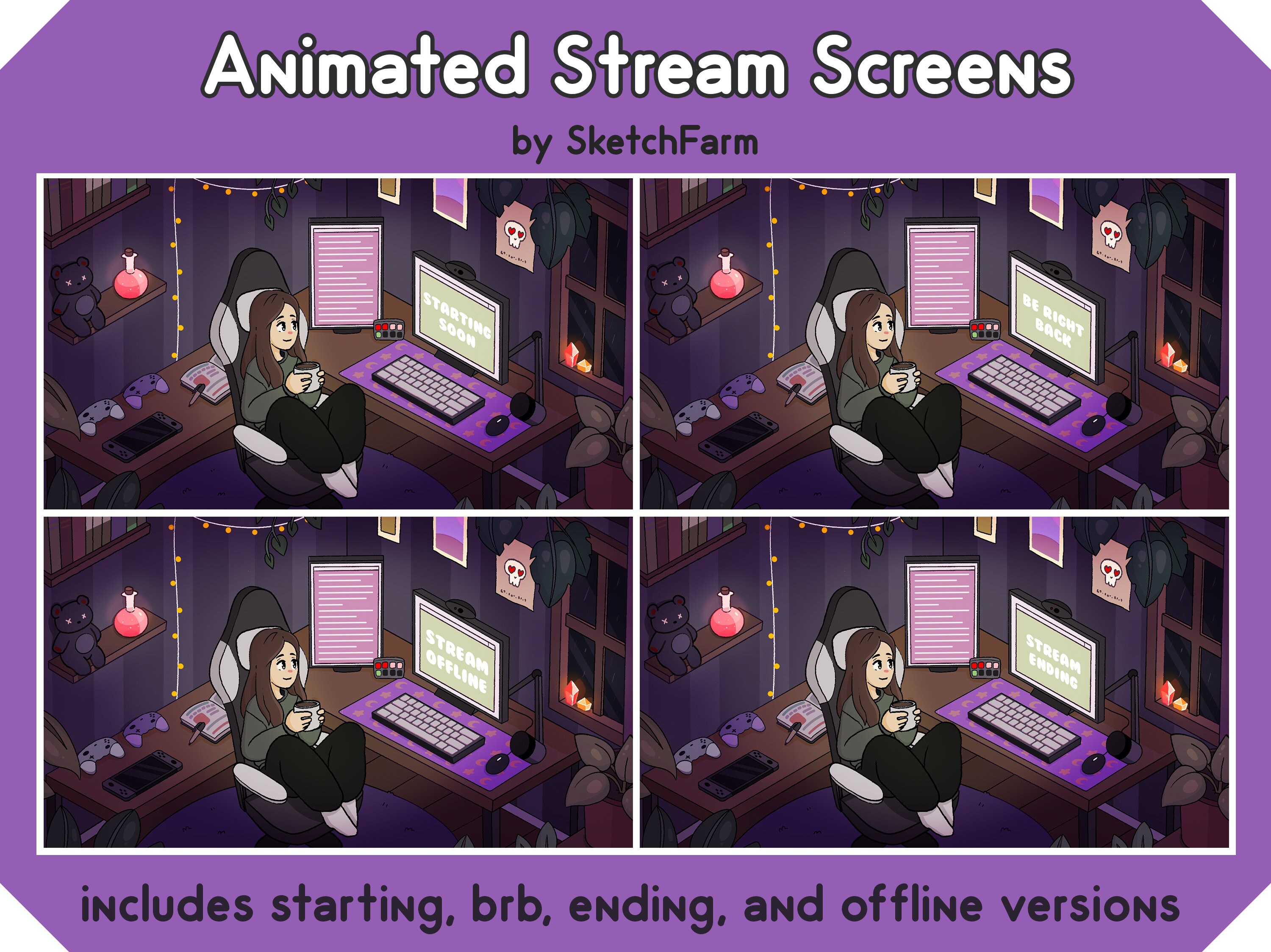 Animated Twitch Overlay With Custom Character Stream Screen - Etsy
