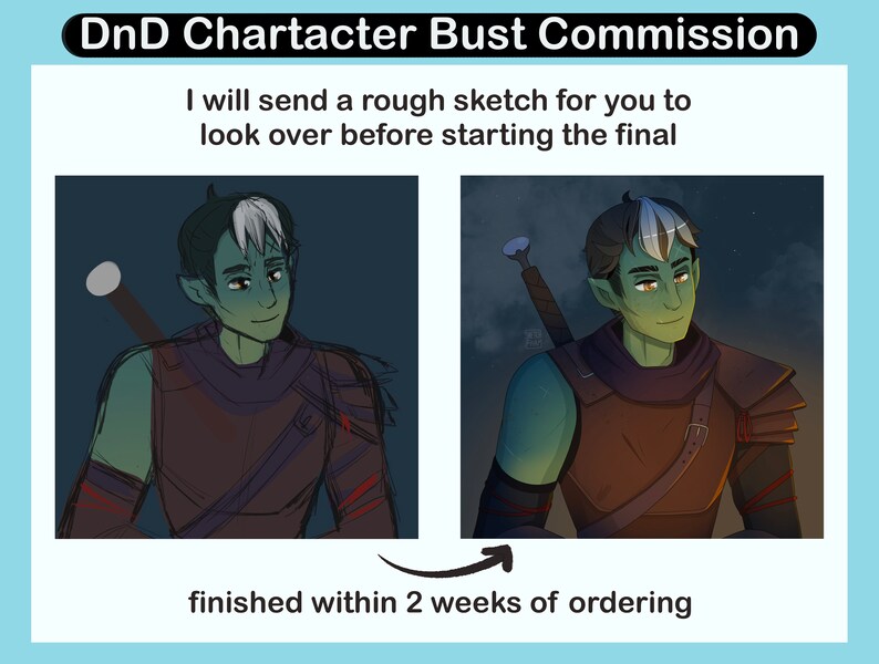 Custom Dnd Bust Portrait Art - Shoulders and up / OC Character ...