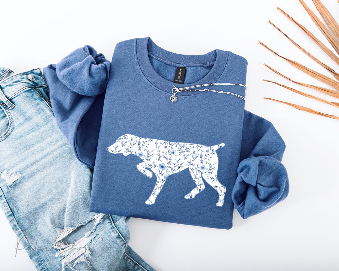 Floral Toile German Shorthaired Pointer, German Pointer Sweatshirt ...