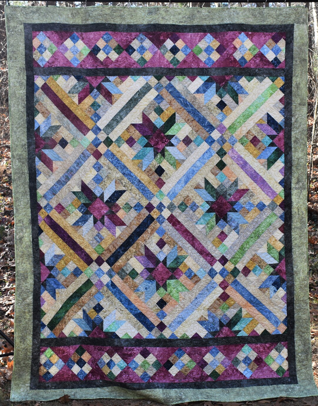 Mottled Green and Mauve Quilt - Etsy