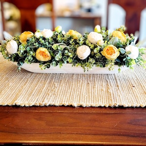 Spring Floral Dough Bowl Arrangement Colorful Flowers Dining Table Home ...