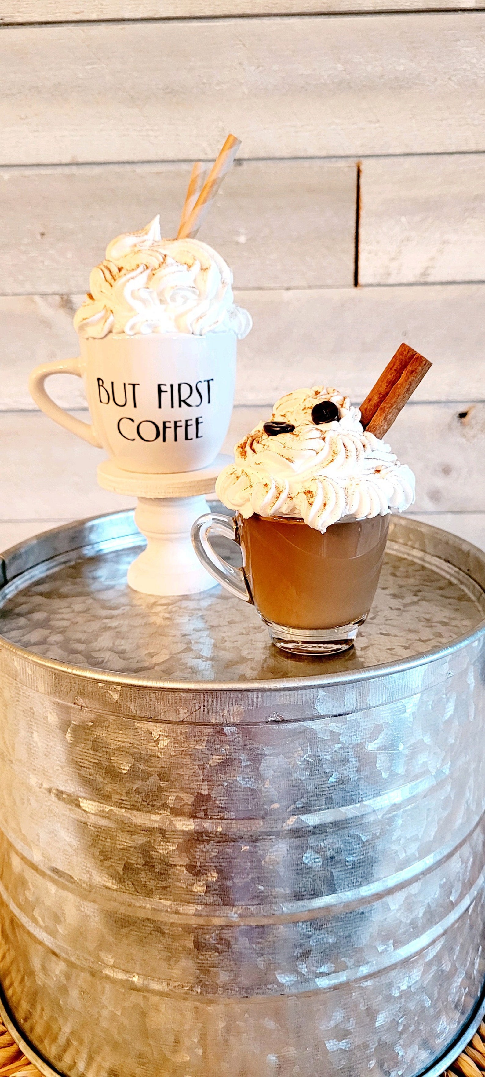 Mini Coffee Mug Topper Faux Espresso Coffee Bar Tiered Tray Fake Coffee ...