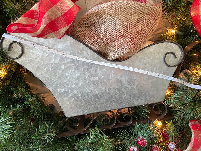 Christmas Wreath With Galvanized Sleigh 30 Christmas Wreath - Etsy