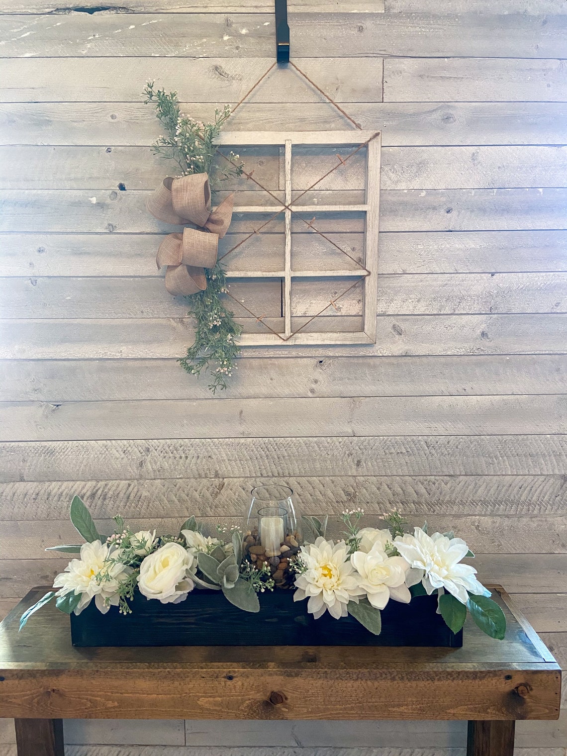 Farmhouse style long 25 Spring table arrangement in wood | Etsy