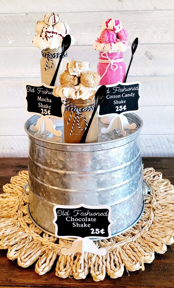 Mini Faux Milkshake Tiered Tray Decorfaux Ice Cream | Etsy