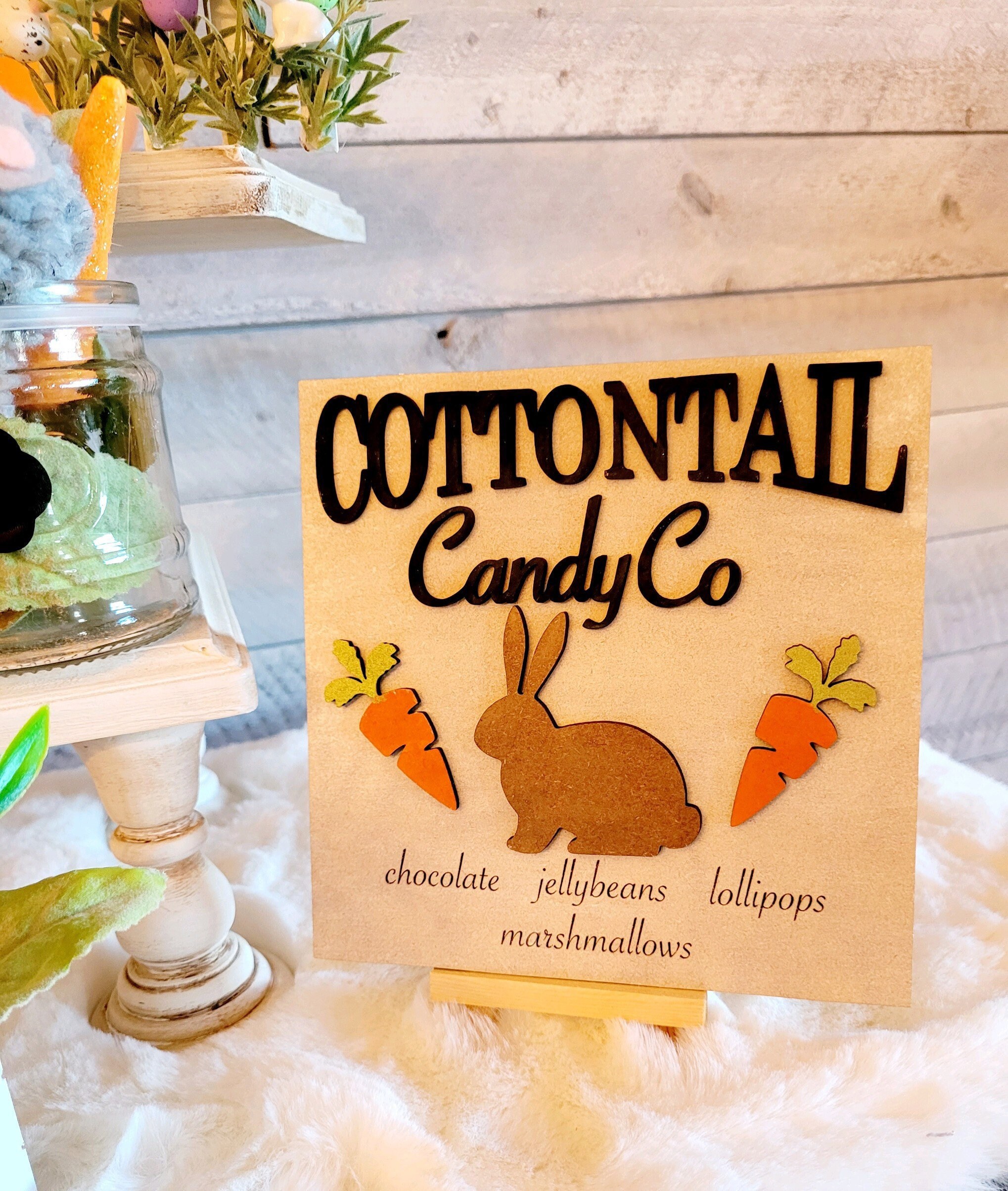 Mini Cottontail Candy Co Wood Sign Easter Tiered Tray Bunny - Etsy