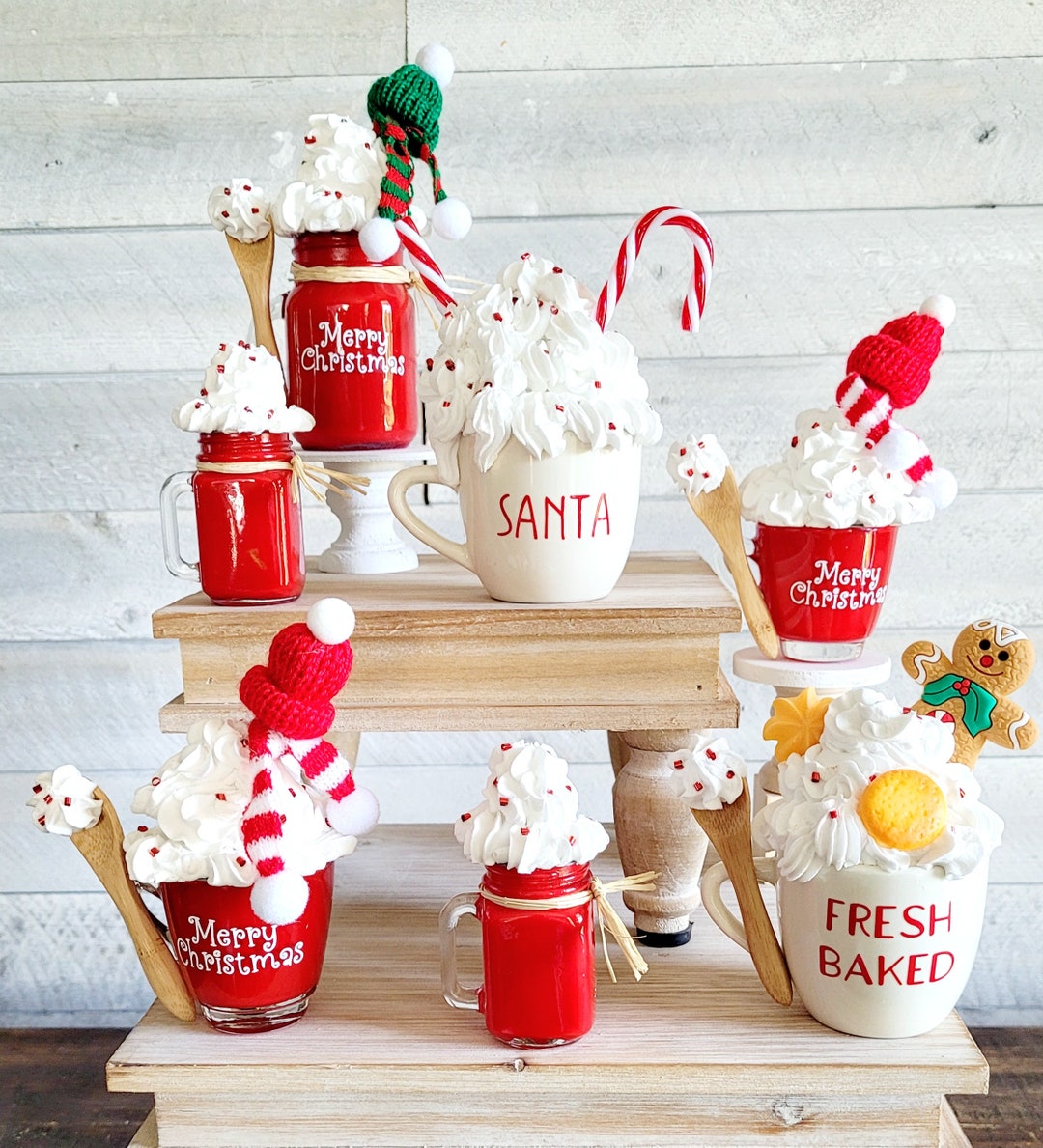 Faux Coffee Christmas Mug Topper Christmas Tier Tray Decor Gingerbread ...