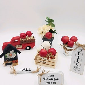 Fall Tiered Tray Decor Fall Apple Decor Farmers Truck Red Kitchen Decor ...