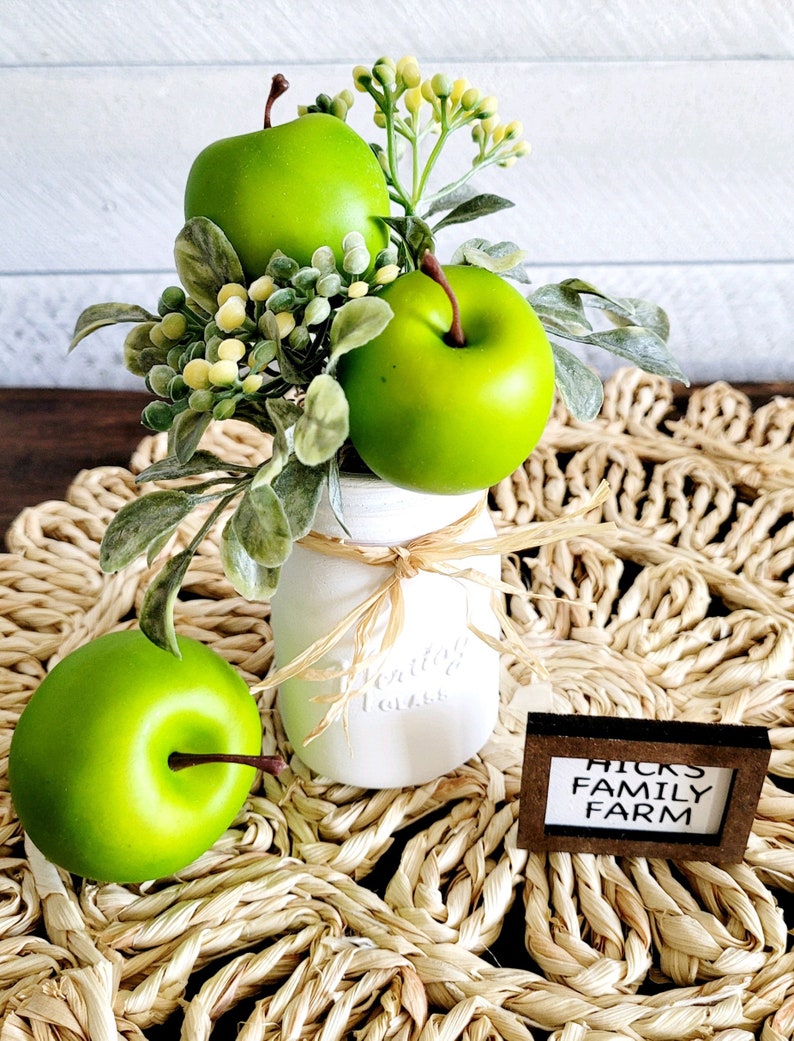 Mini Green Apple Decor Mason Jar Tiered Tray Mini Apples Tier Tray Fake ...