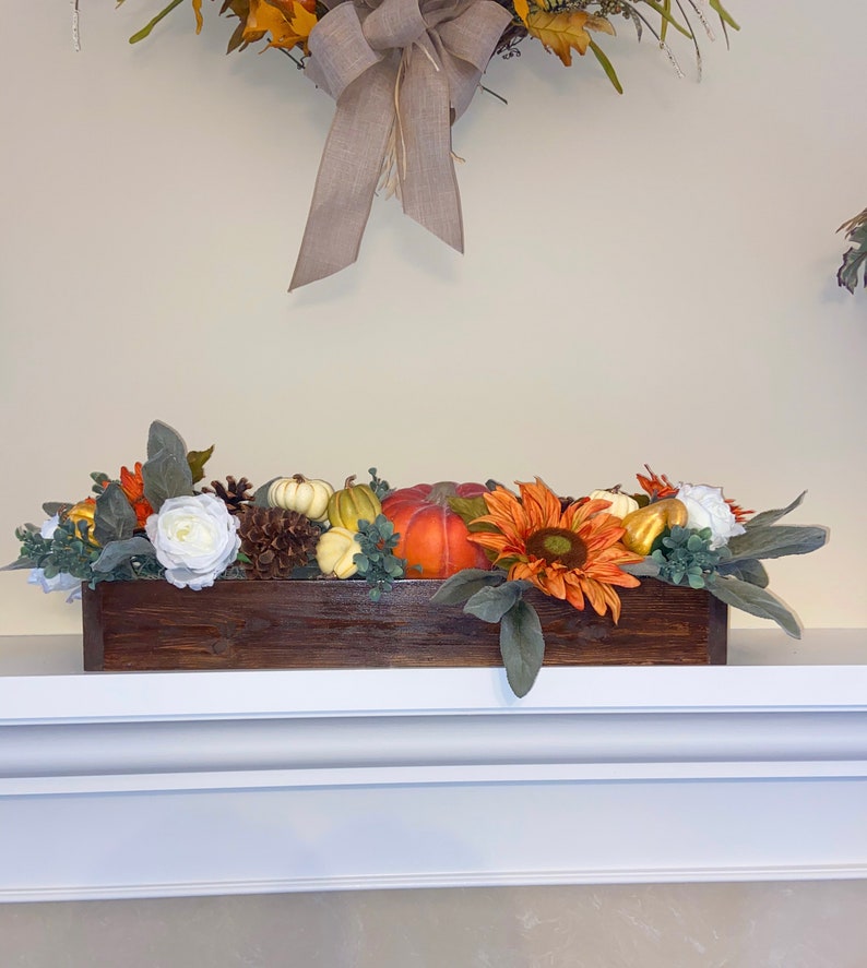 Fall Pumpkins Arrangement in 25 Long Wood Planter Box Fall | Etsy