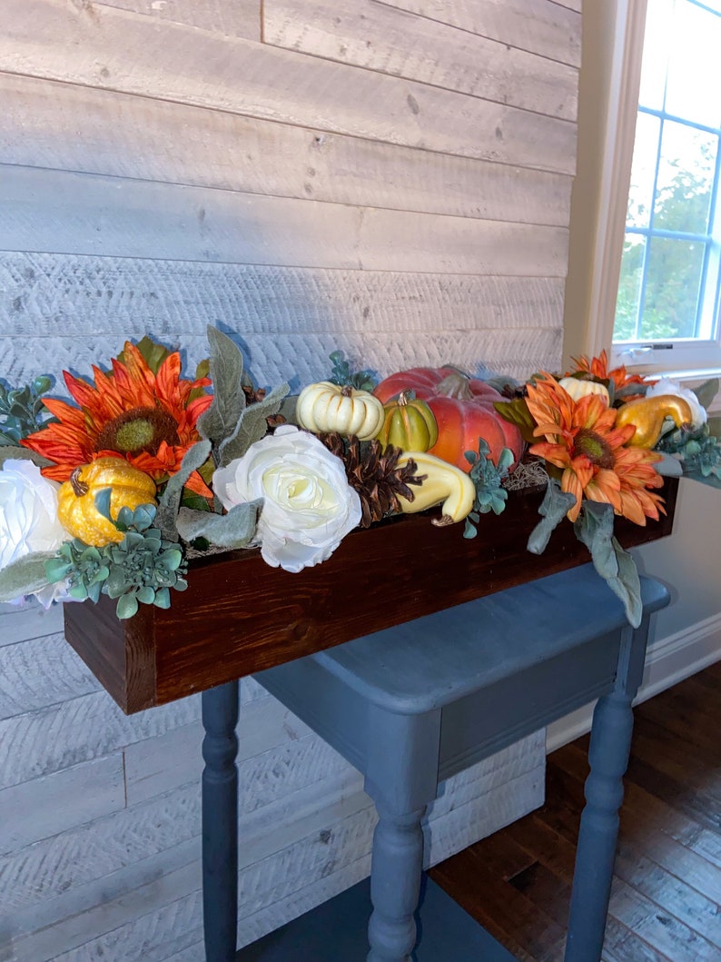 Fall Pumpkins Arrangement in 25 Long Wood Planter Box Fall - Etsy