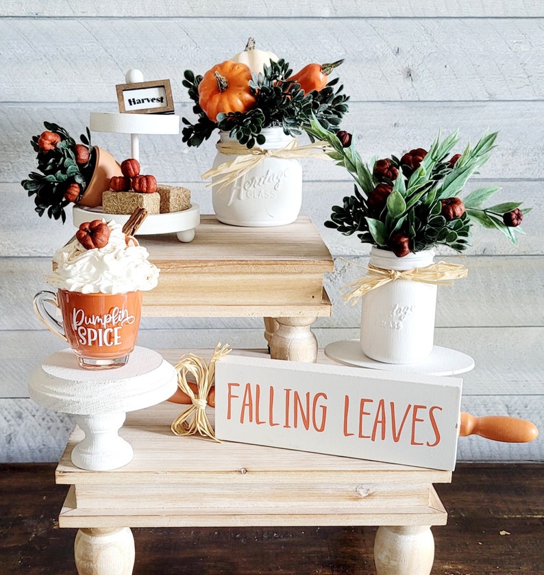 Fall Mini Pumpkin Tier Tray Decoration Autumn Pumpkin Decoration ...