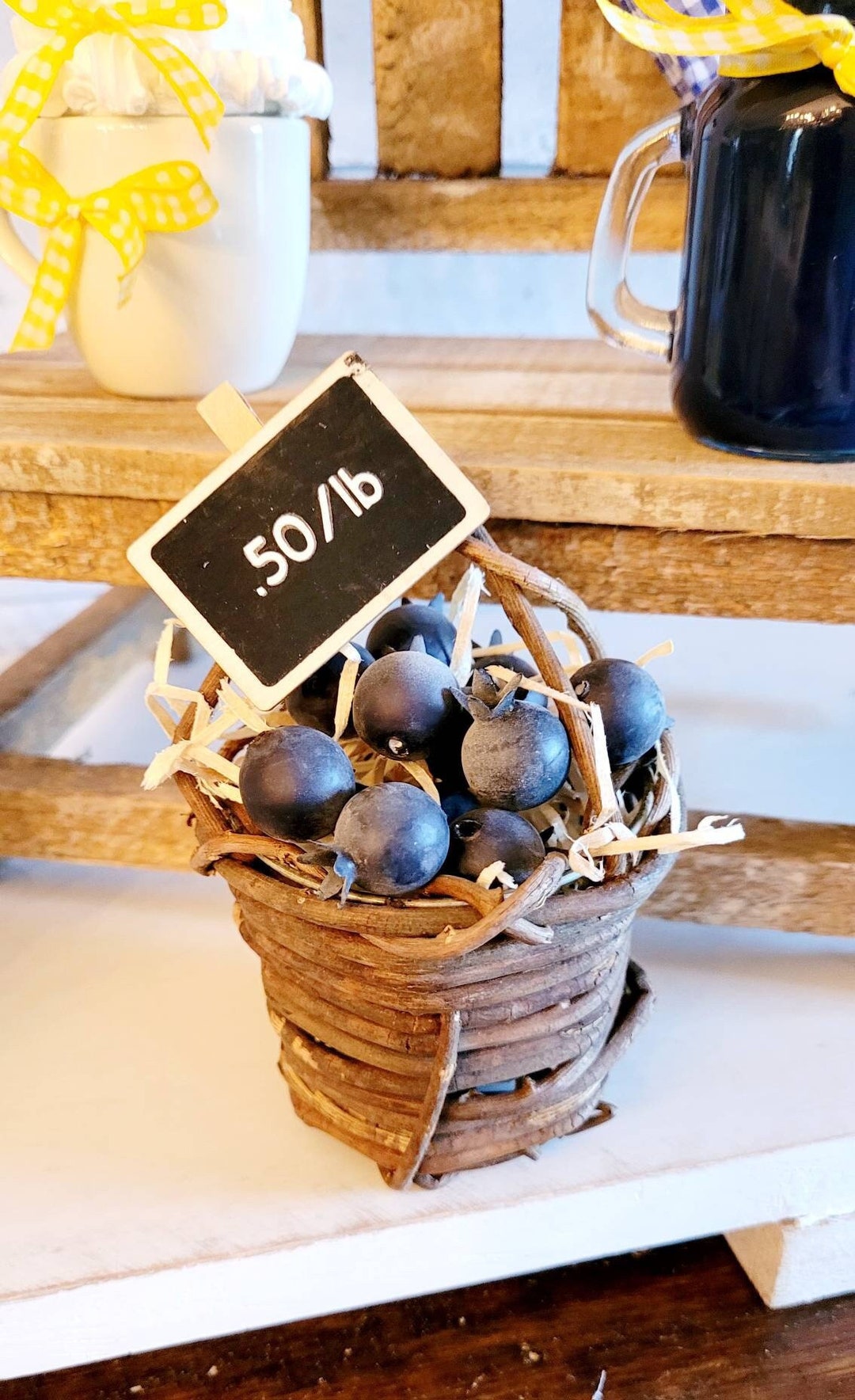 Blueberry Kitchen Decor Blueberry Fruit Basket Fake Blueberry Farmhouse ...