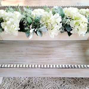 Farmhouse Style Long Spring Hydrangea Arrangement in Wood Planter Box ...