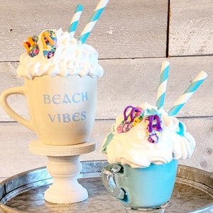 Mini Coffee Mug Topper Faux Milk Shake Coffee Bar Decor Glass Coffee ...