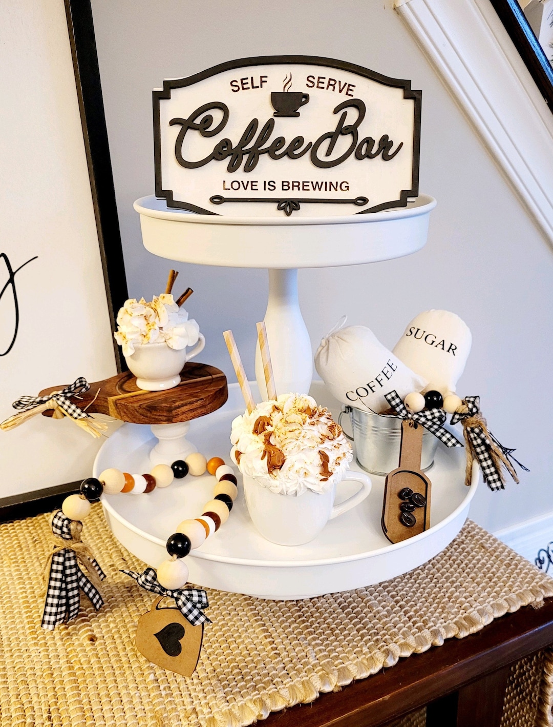 Coffee Bar Tiered Tray Decor7 Piece Coffee Tier Trayfake Lattefake ...