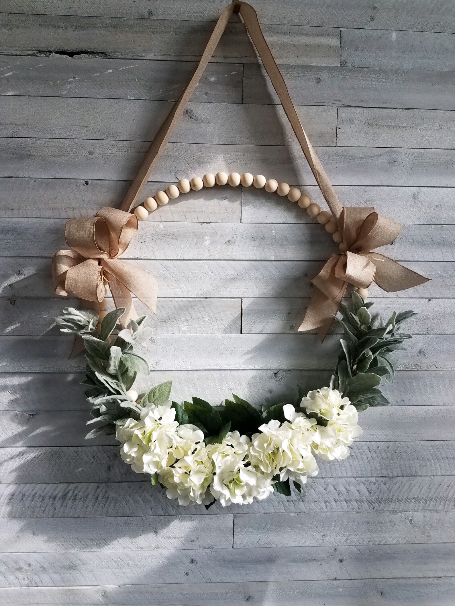 Wood Bead Spring Wreath 24 Wood Bead Wreath Rustic Spring - Etsy