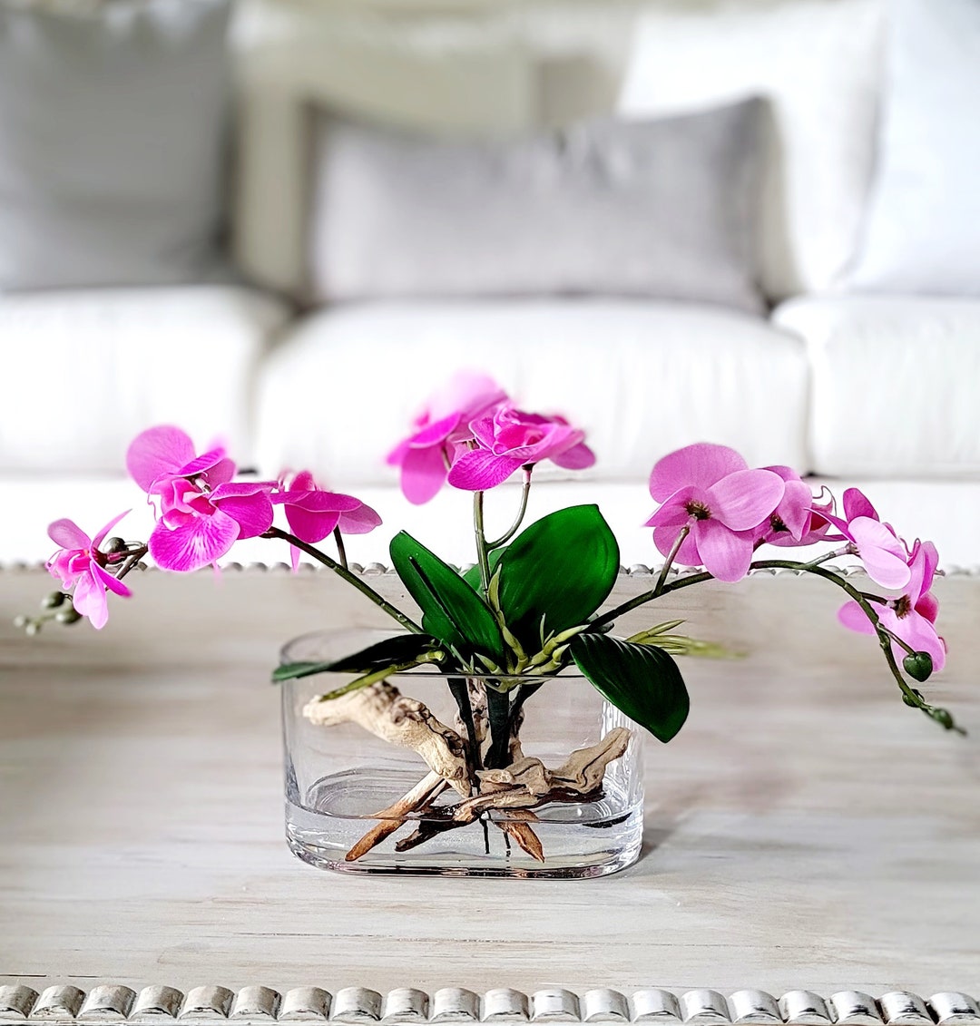 Orchid Flower Table Arrangement Dining Table Modern Glass Vase Hot Pink ...