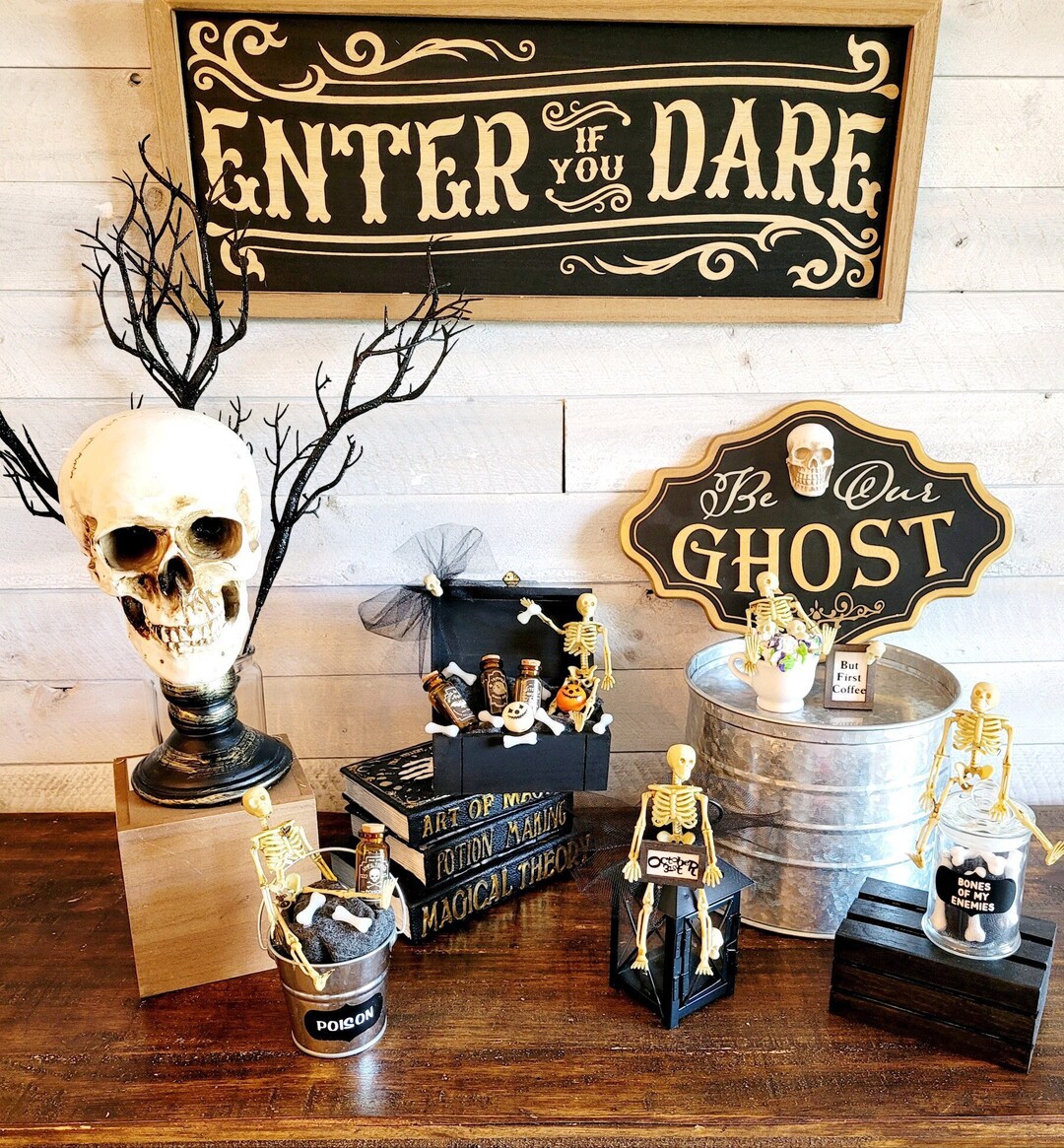 Halloween Tiered Tray Decor Haunted Halloween Ghost Witches Farmhouse ...