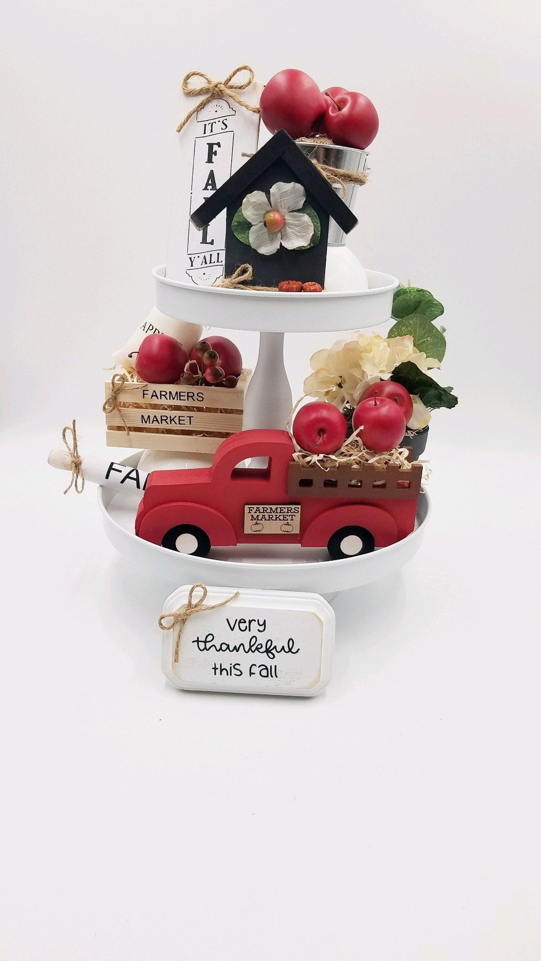 Fall Tiered Tray Decor Fall Apple Decor Farmers Truck Red Kitchen Decor ...