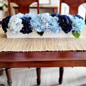 Navy Blue Flower Blue Hydrangea Arrangement French Country Decor Wood ...