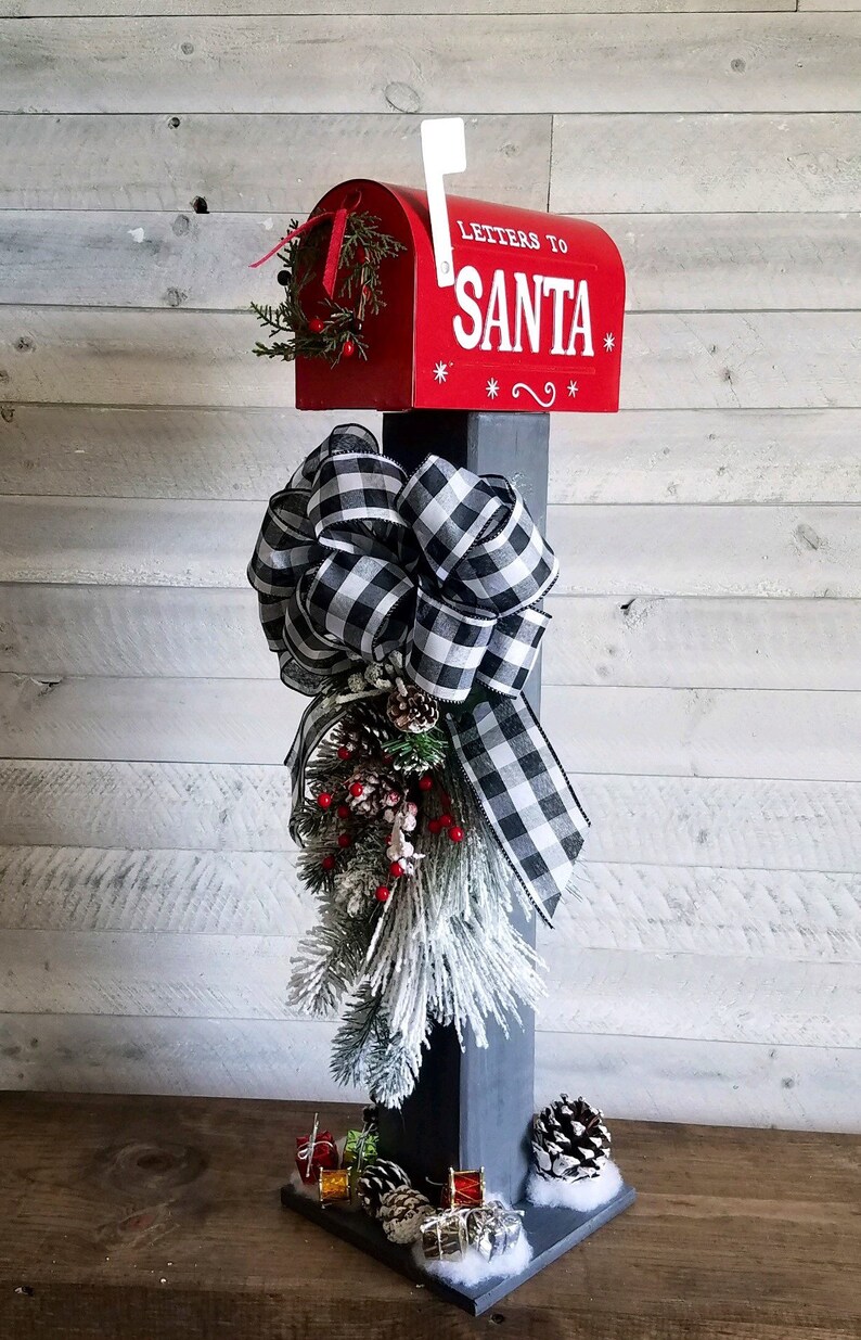 Letters to Santa Mailbox Handmade Solid Wood Santa Mailbox North Pole ...