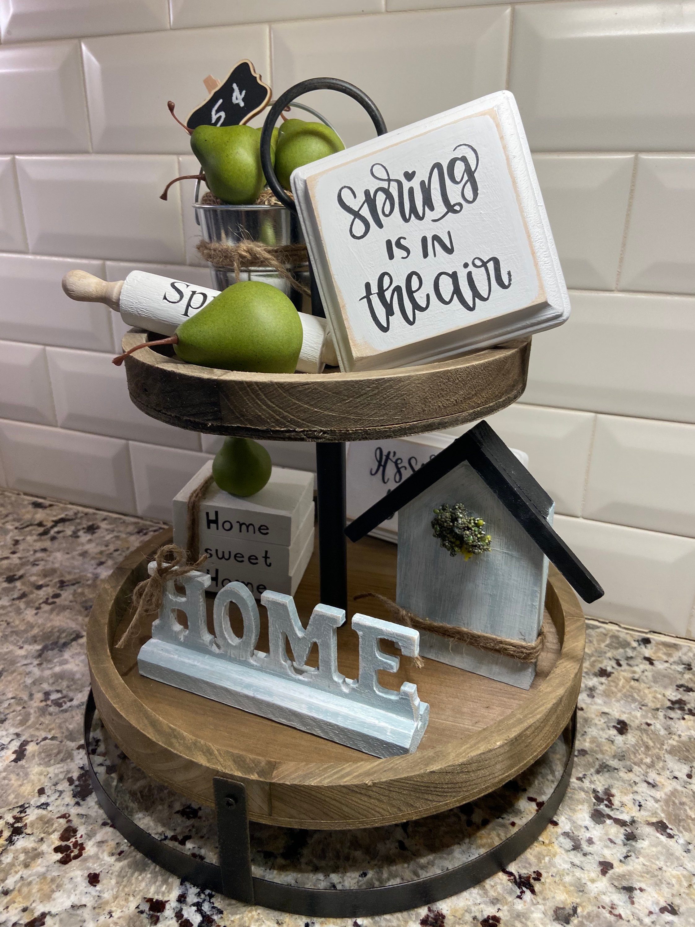 Spring Tiered Tray Decor Tiered Tray Kit Farmhouse Tiered | Etsy