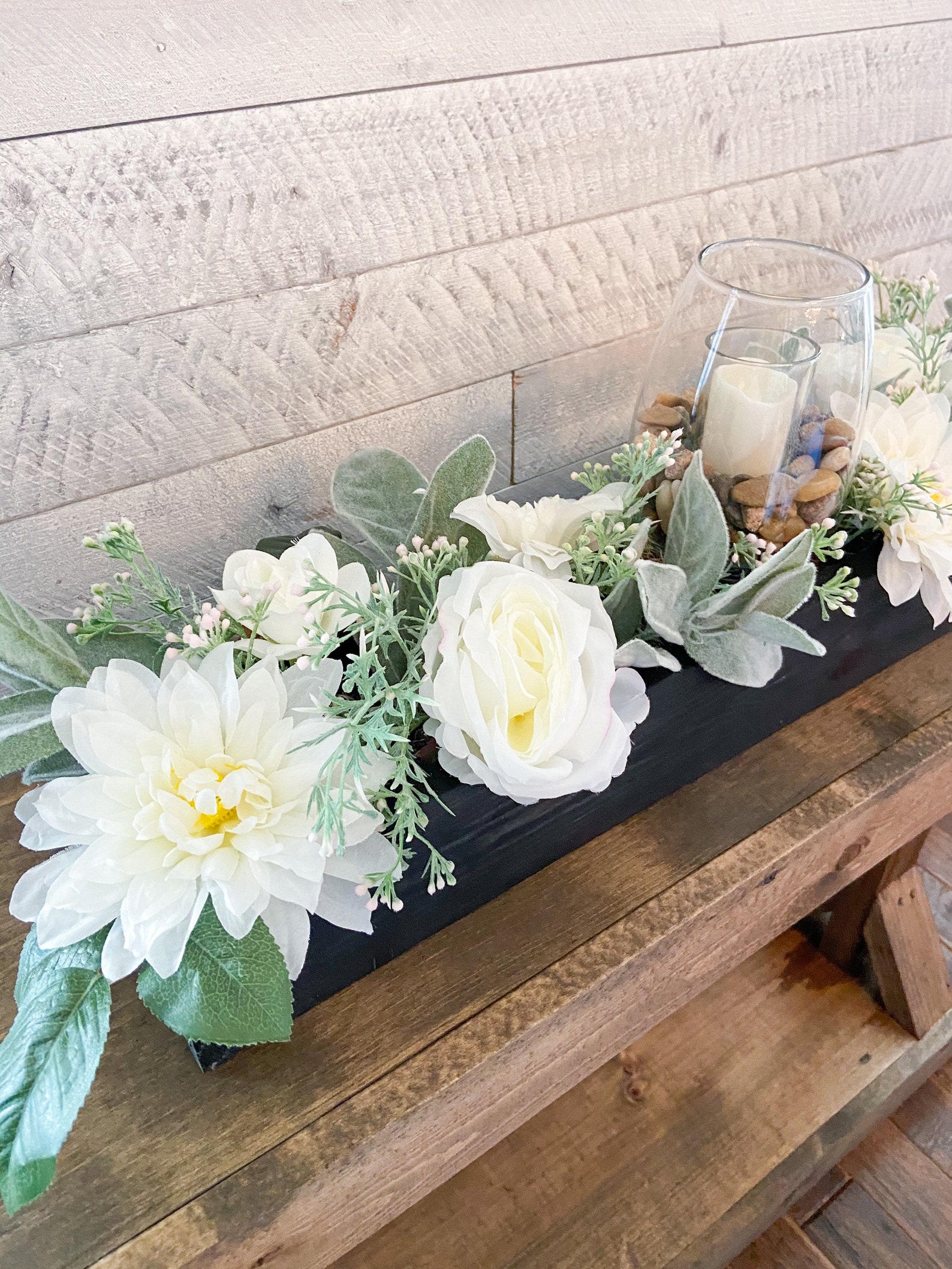 Farmhouse Style Long 25 Spring Table Arrangement in Wood - Etsy