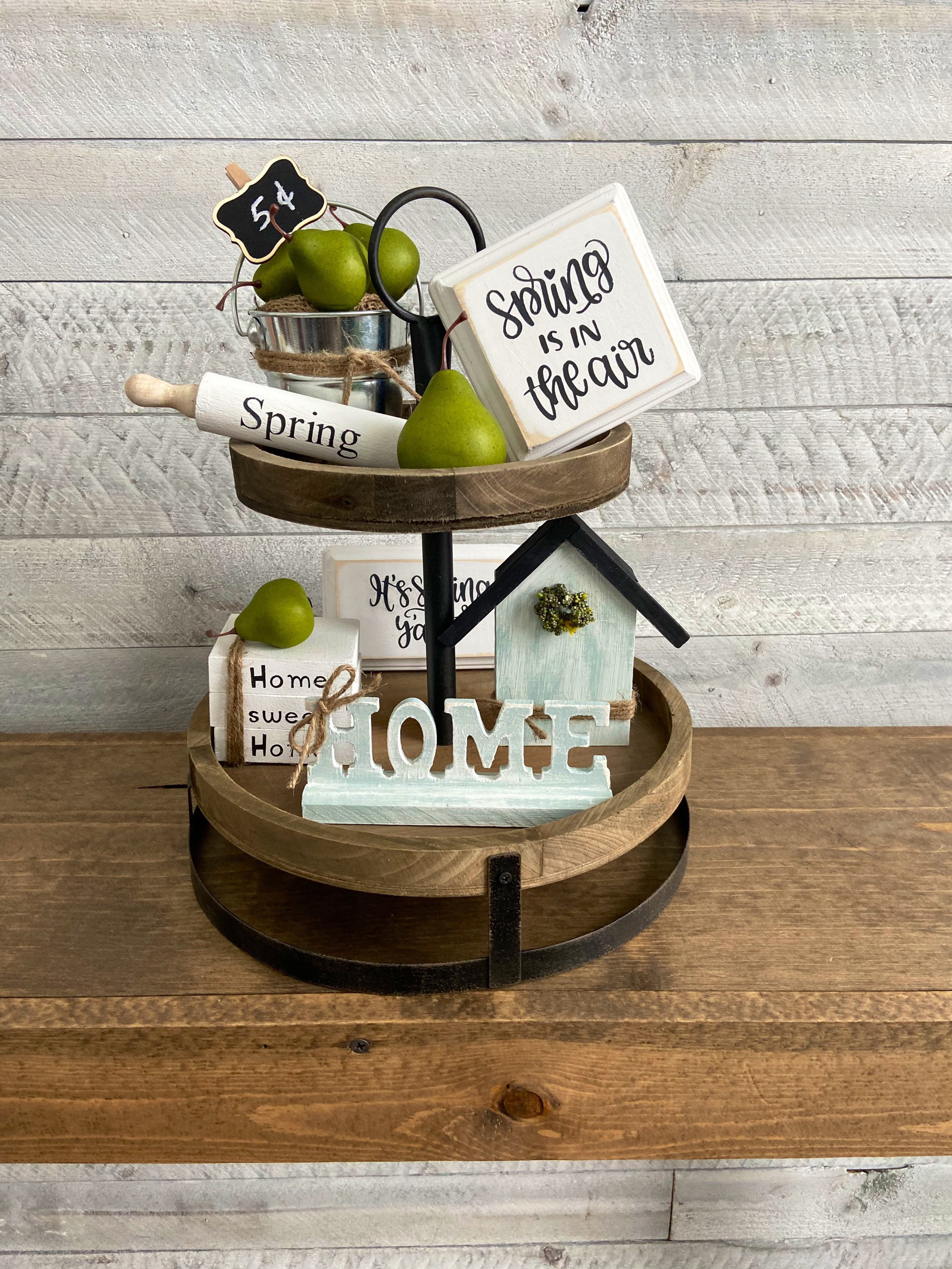 Spring Tiered Tray Decor Tiered Tray Kit Farmhouse Tiered | Etsy