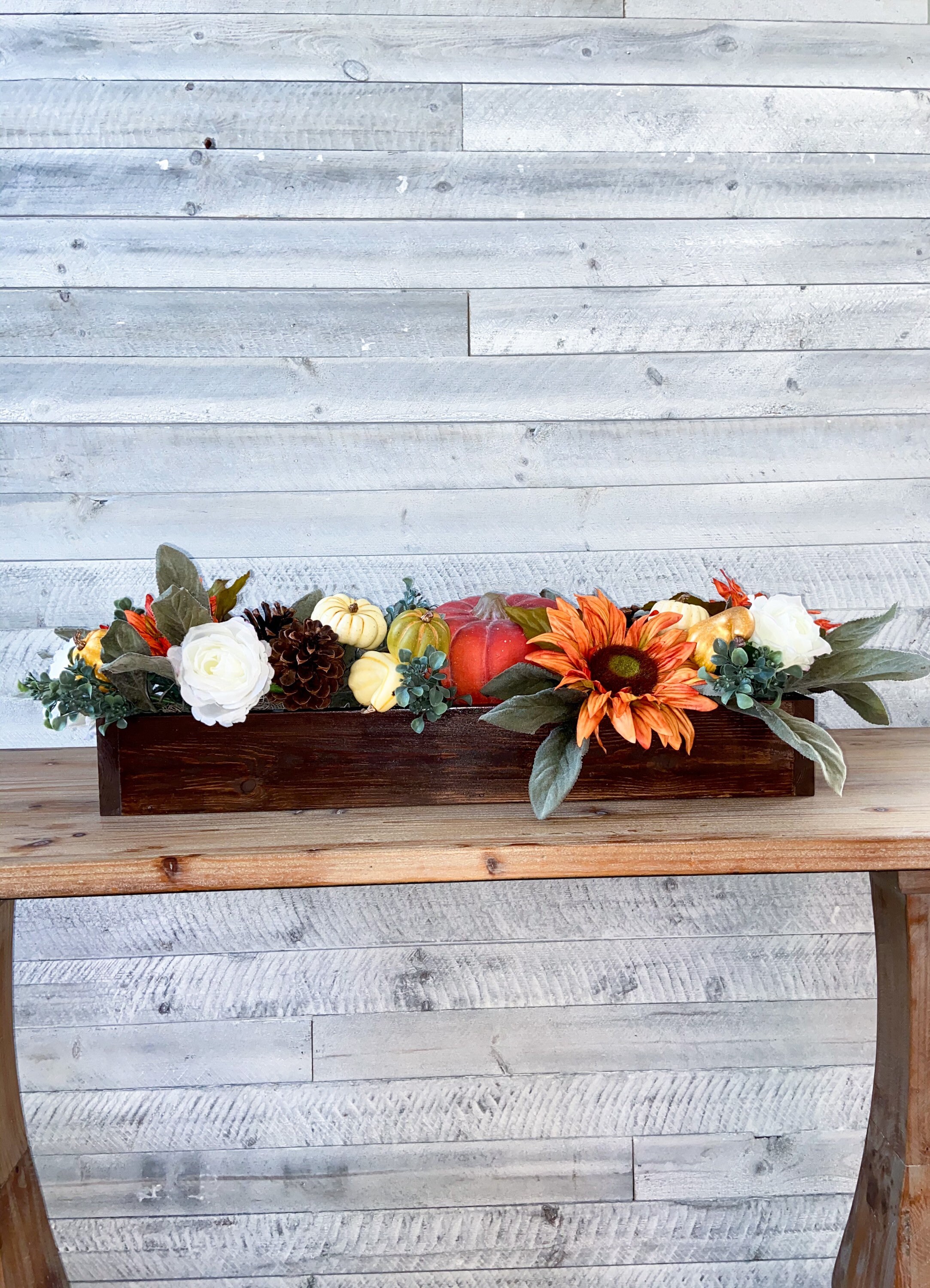 Fall Pumpkins Arrangement in 25 Long Wood Planter Box Fall | Etsy