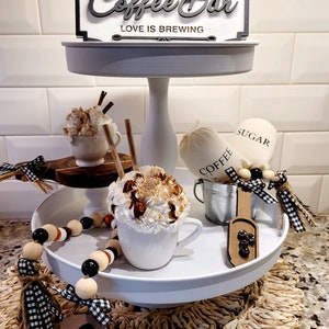 Coffee Bar Tiered Tray Decor7 Piece Coffee Tier Trayfake Lattefake ...